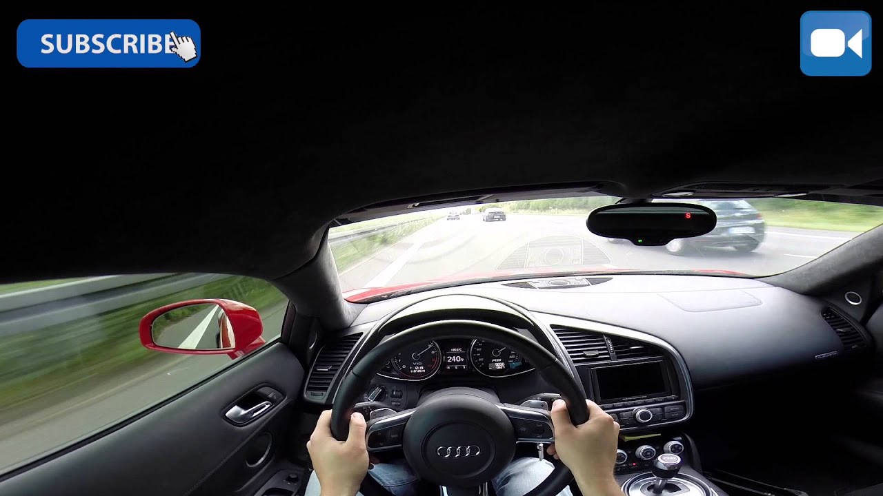 Audi R8 V10 MTM 606 HP OnBoard / POV CHASING @ AUTOBAHN R8 V10 Spyder ...