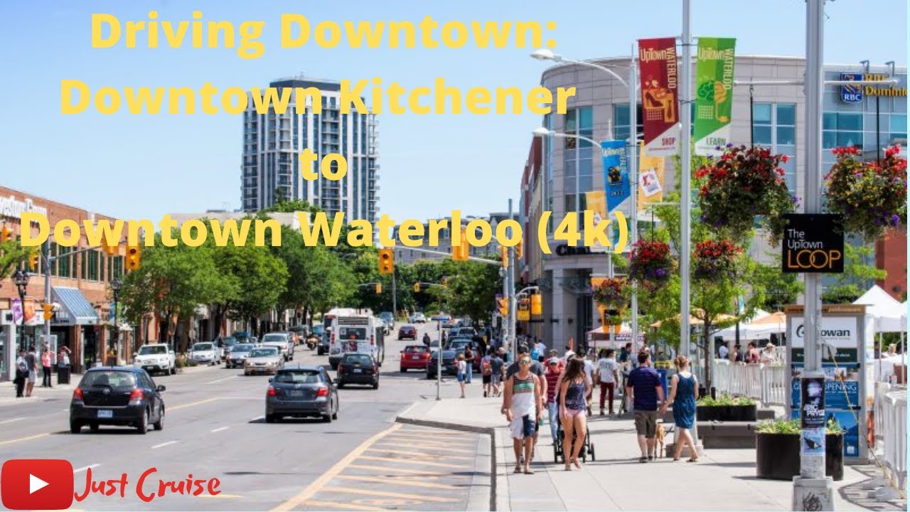 Driving Downtown - Downtown Kitchener to Downtown Waterloo (4K) - YouTube