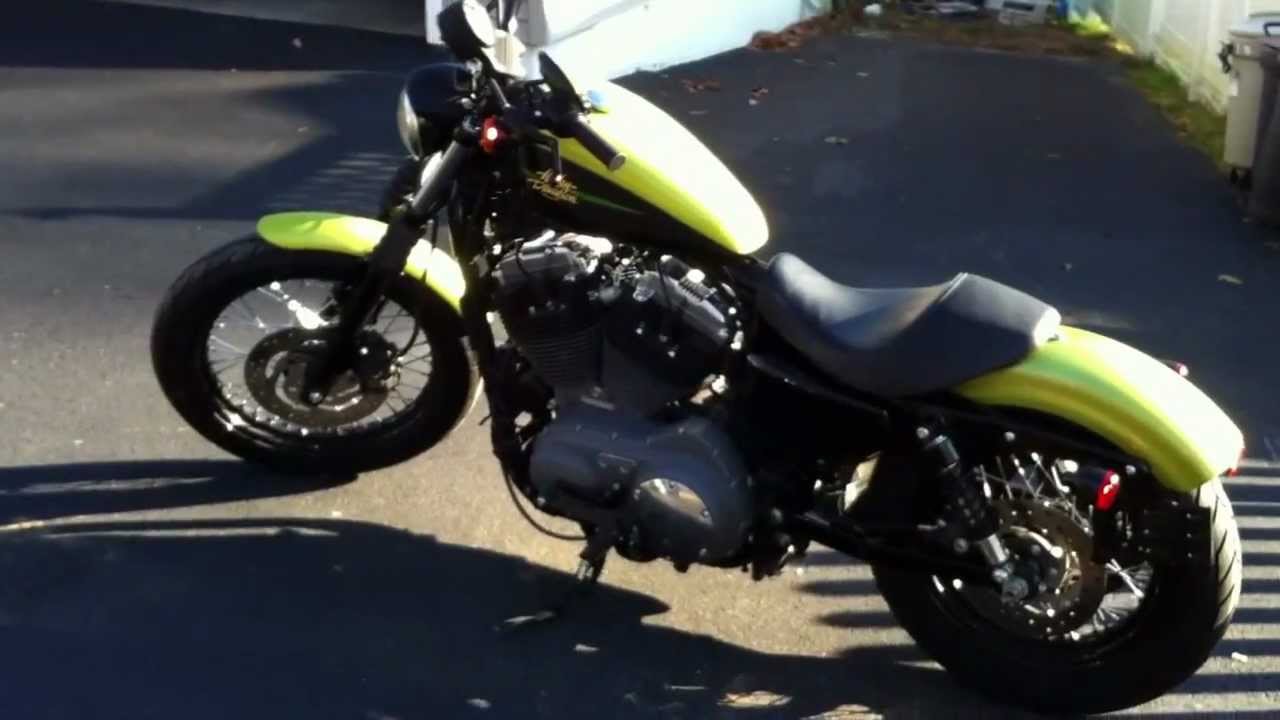 Apple Green and Vivid Black 2011 Harley Davidson Nighstster 1200n - YouTube