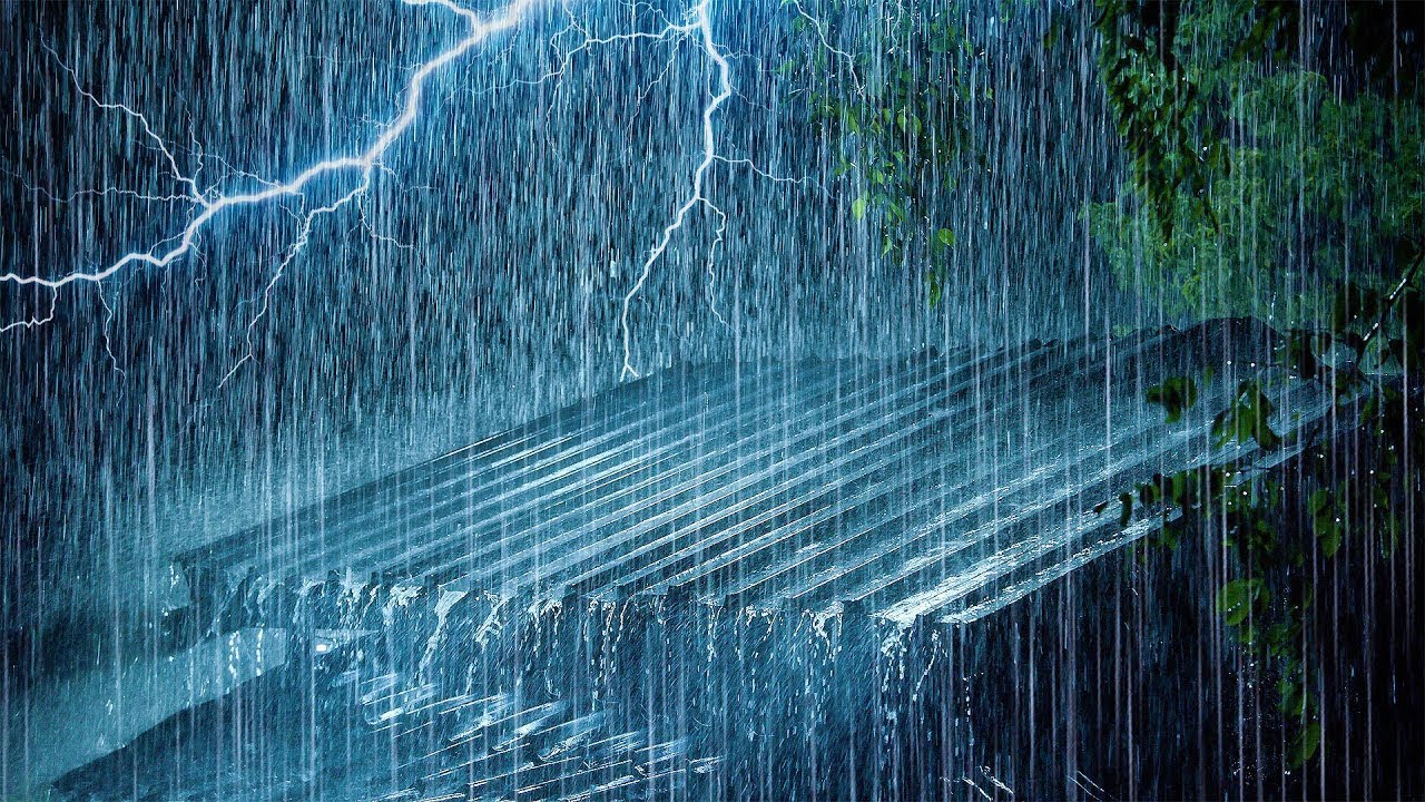 Restful Sleep with Heavy Wind, Thunder Rumbling & Rain Pouring on Worn ...