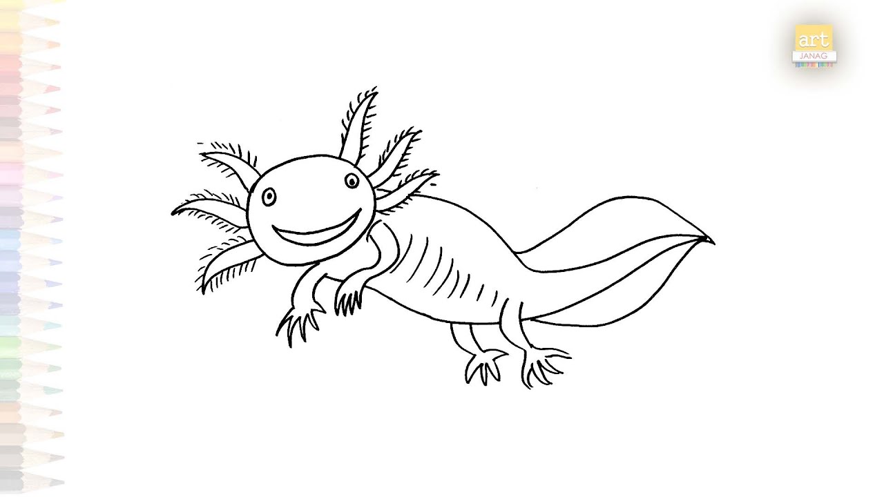 Axolotl drawing video | Easy drawing tutorials | How to draw an Axolotl ...