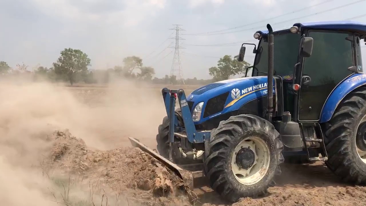 เหมือนง่ายๆ ให้ตรงสิยาก รถไถ new holland td.5 110 cab - YouTube