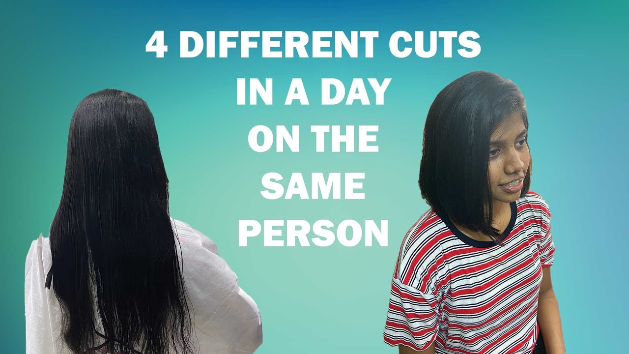 4 Different Cuts on one person. Layer Cut, U Cut, Straight Cut ...