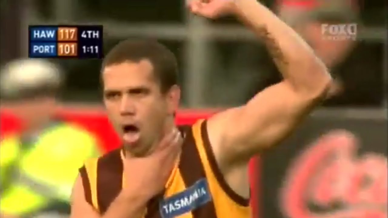 Mark Williams Mocks Mark 'Choco' Williams (AFL 2008 - Hawthorn v Port ...
