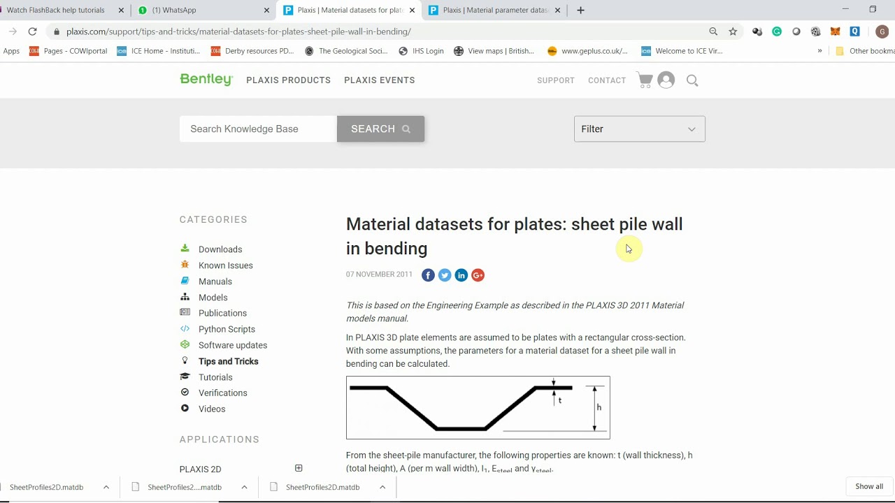 Material parameter datasets for sheetpiles and beams - YouTube