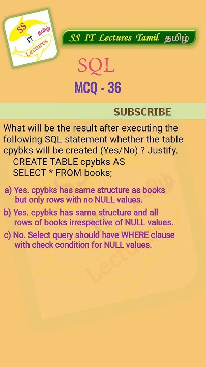Sql Mcq 36 Create Table Query Interview Exam Question Shorts Dbms Mcq Quiz 1606