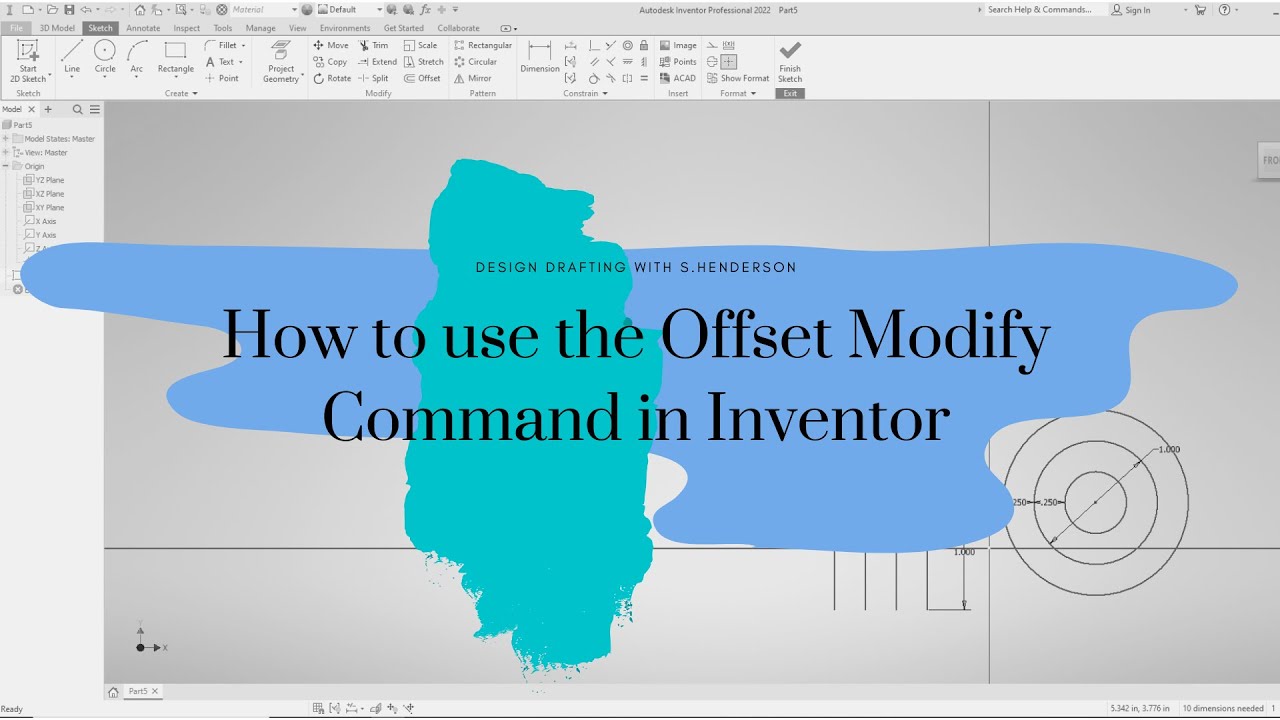 How to use the Offset Modify Command in Inventor | Design Drafting with ...