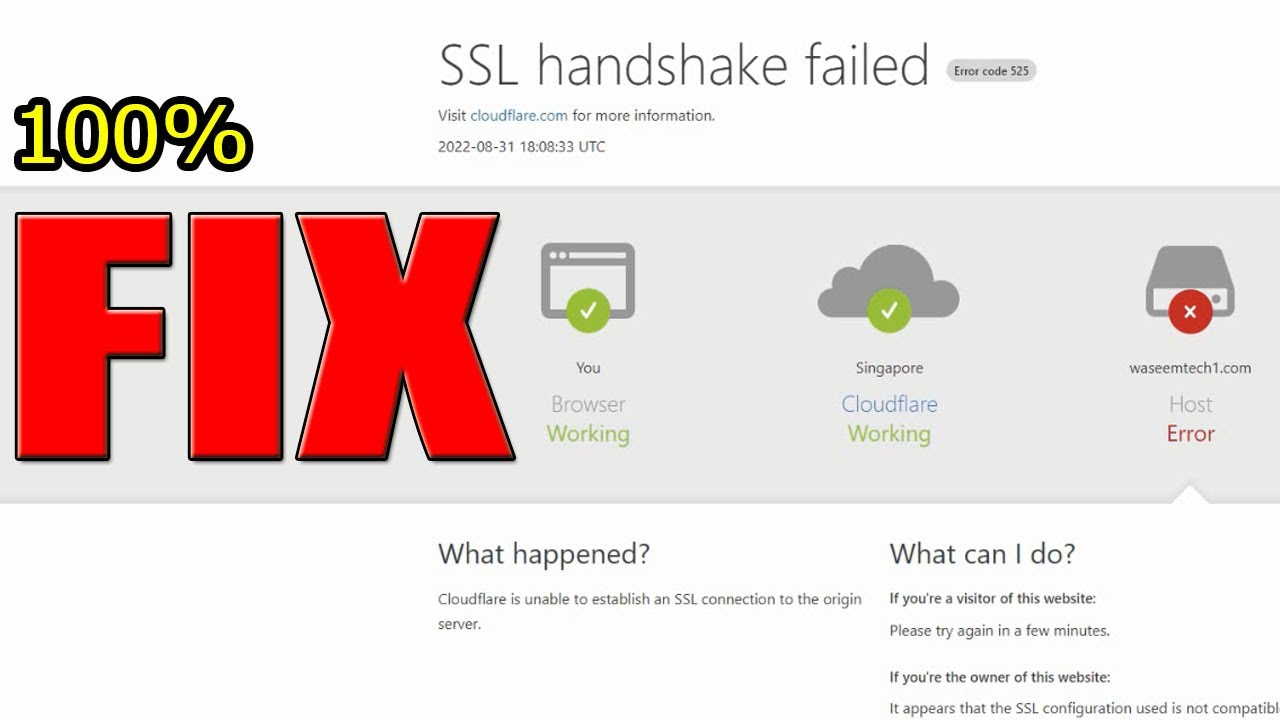 How To Fix SSL Handshake Failed Error Code 525 YouTube