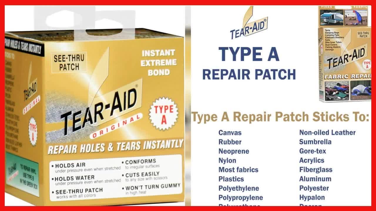 TEAR-AID Fabric Repair Kit, Type A Clear Patch for Canvas, Fiberglass ...