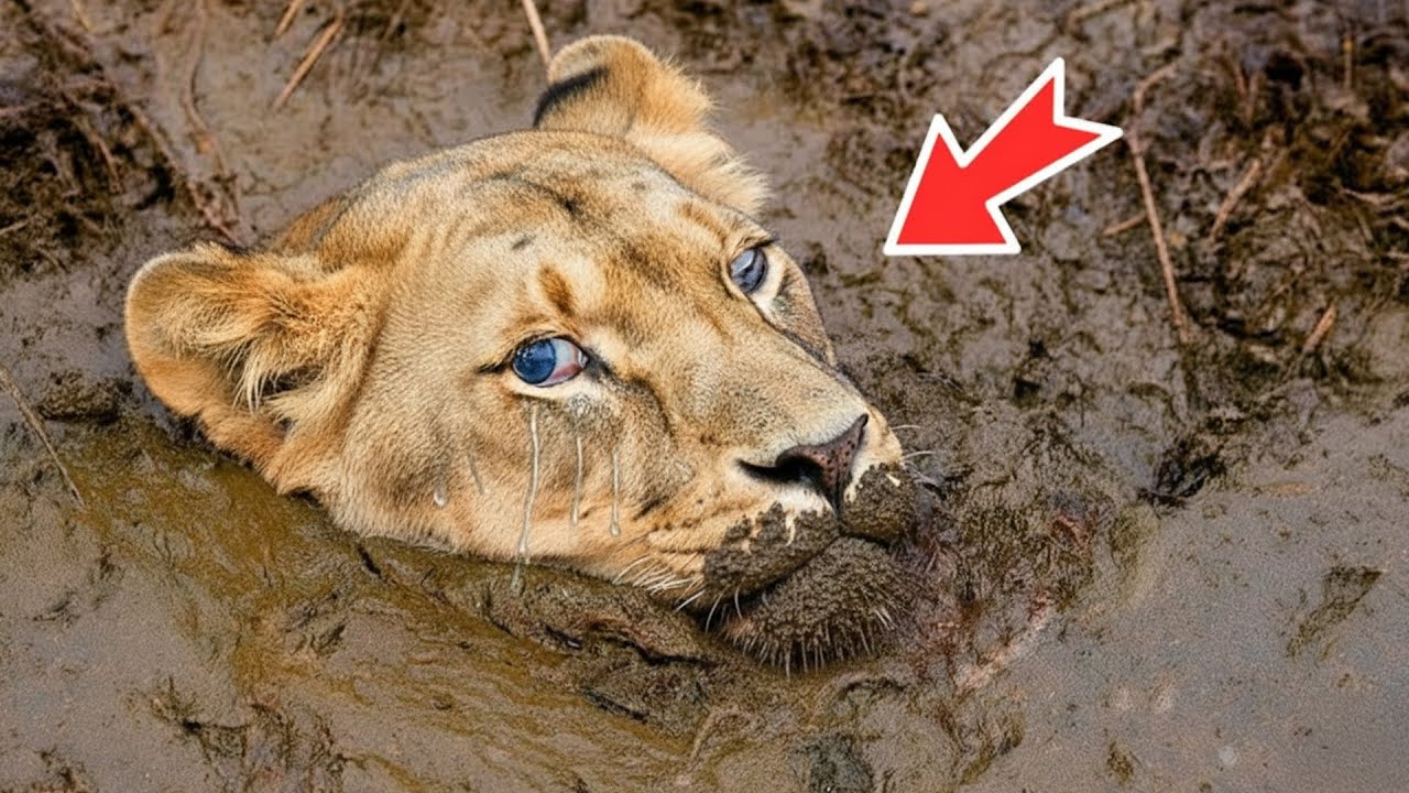 Lioness cried and begged the man to save her from the swamp, what the ...