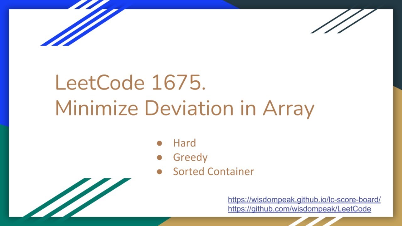 【每日一题】1675 Minimize Deviation In Array 1242020 Youtube