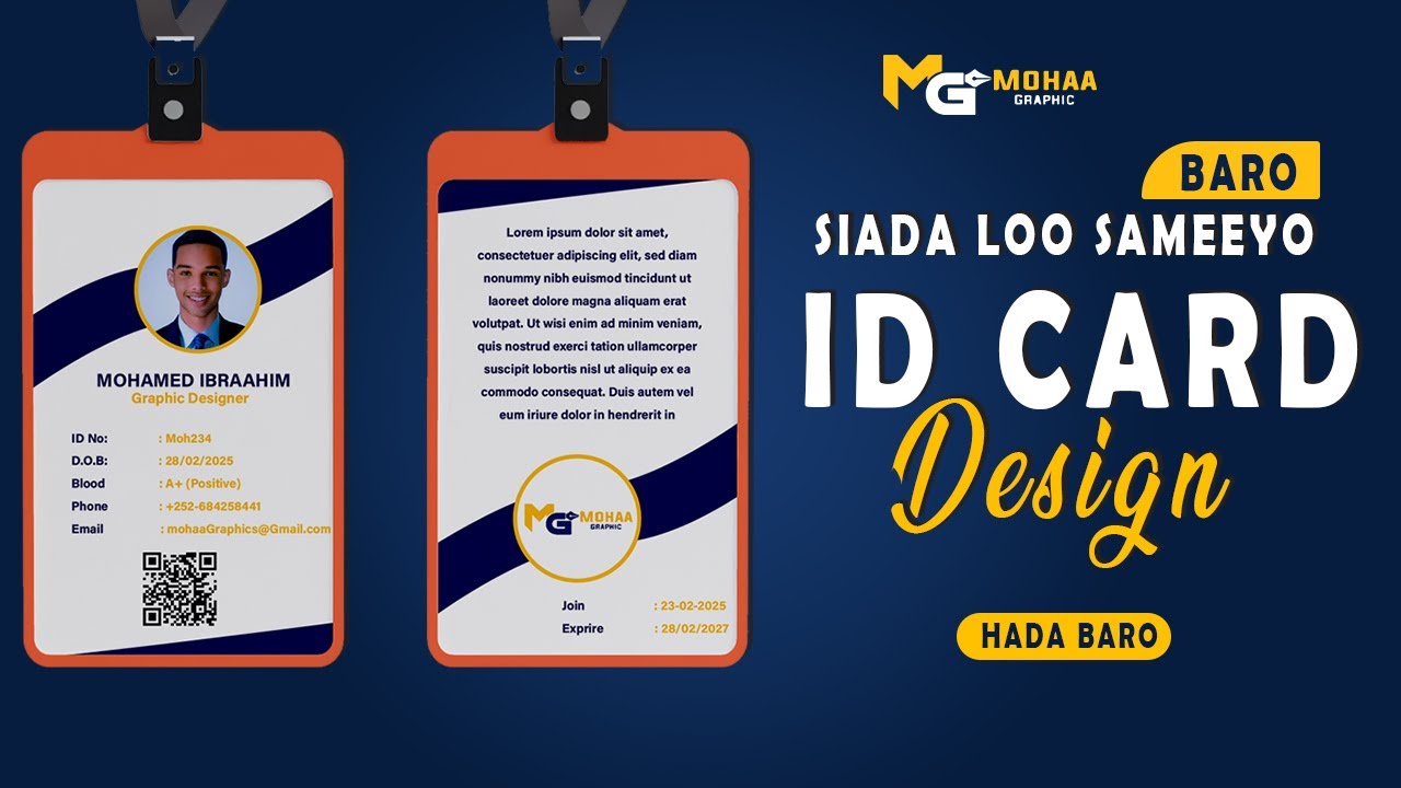 ID CARD DESIGN | Sida Loo sameeyo Id Card Design Qaab Fudud - YouTube