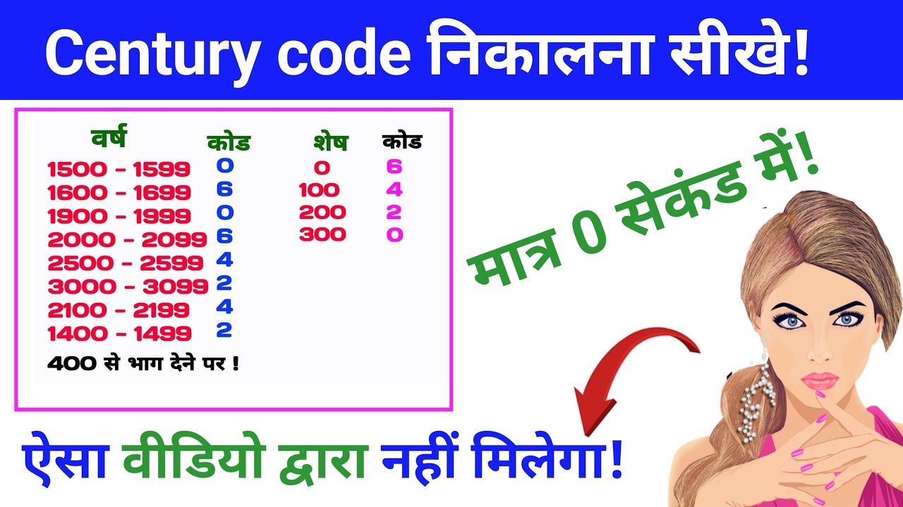 Centuri code Kaise nikale | Shatabdi ka code Kaise nikale | Calendar ...