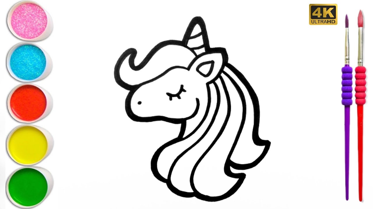 Cute Rainbow Unicorn Drawing, Coloring, Painting for kids | Easy step ...