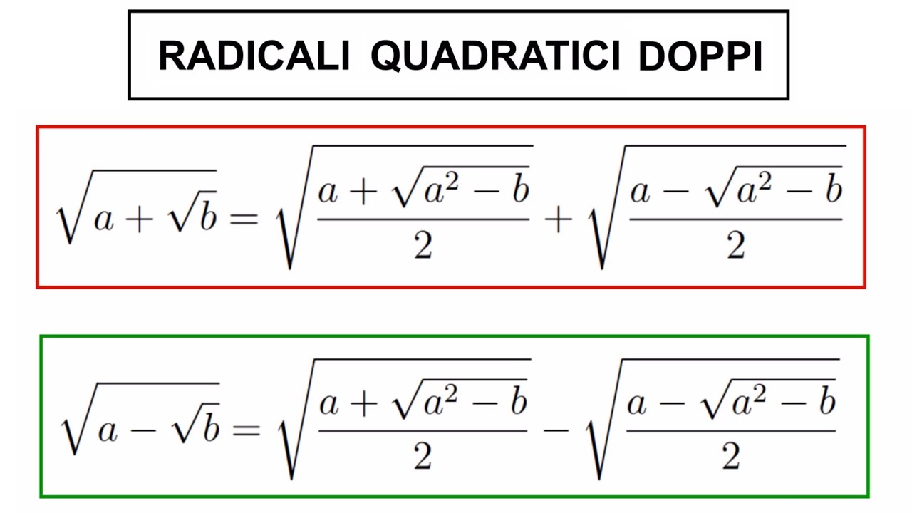 Radicali: Radicali Quadratici Doppi (Radicali Doppi) (Lezione In Classe ...