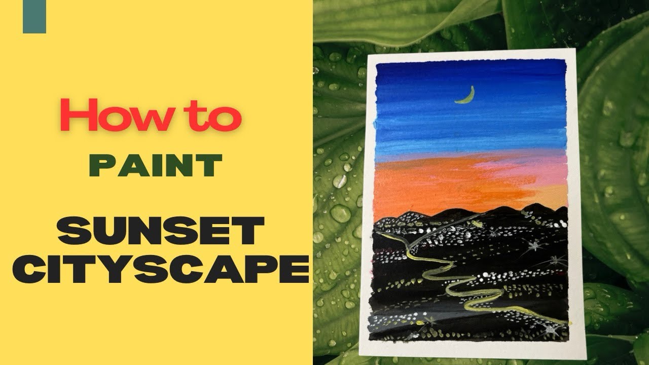 How to paint a sunset cityscape| Acrylic Painting Tutorial | Easy ...