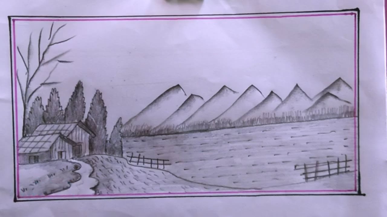 how to draw beautiful scenery/draw easy scenery/simple scenery drawing ...