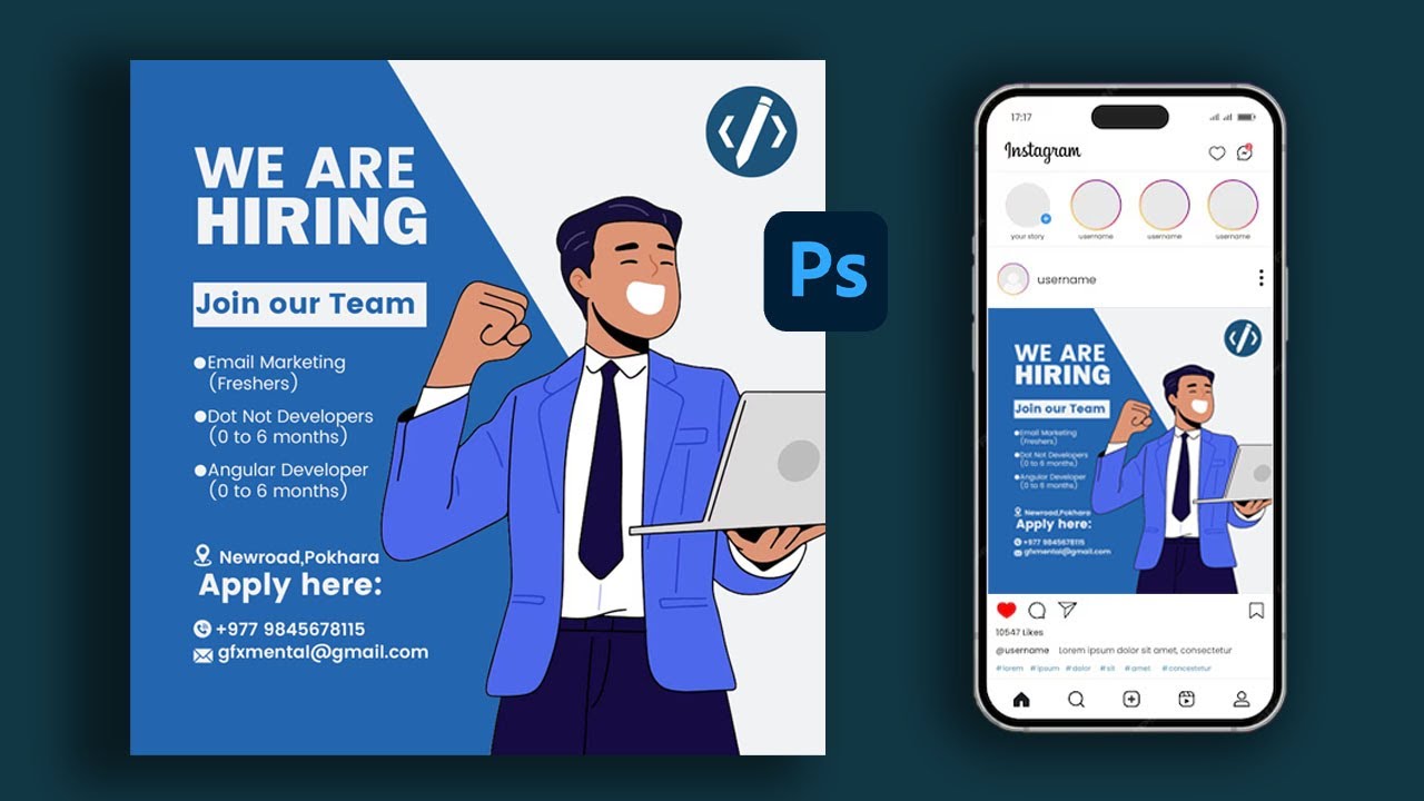 Create a Professional Hiring Post in Photoshop | Step-by-Step Tutorial ...