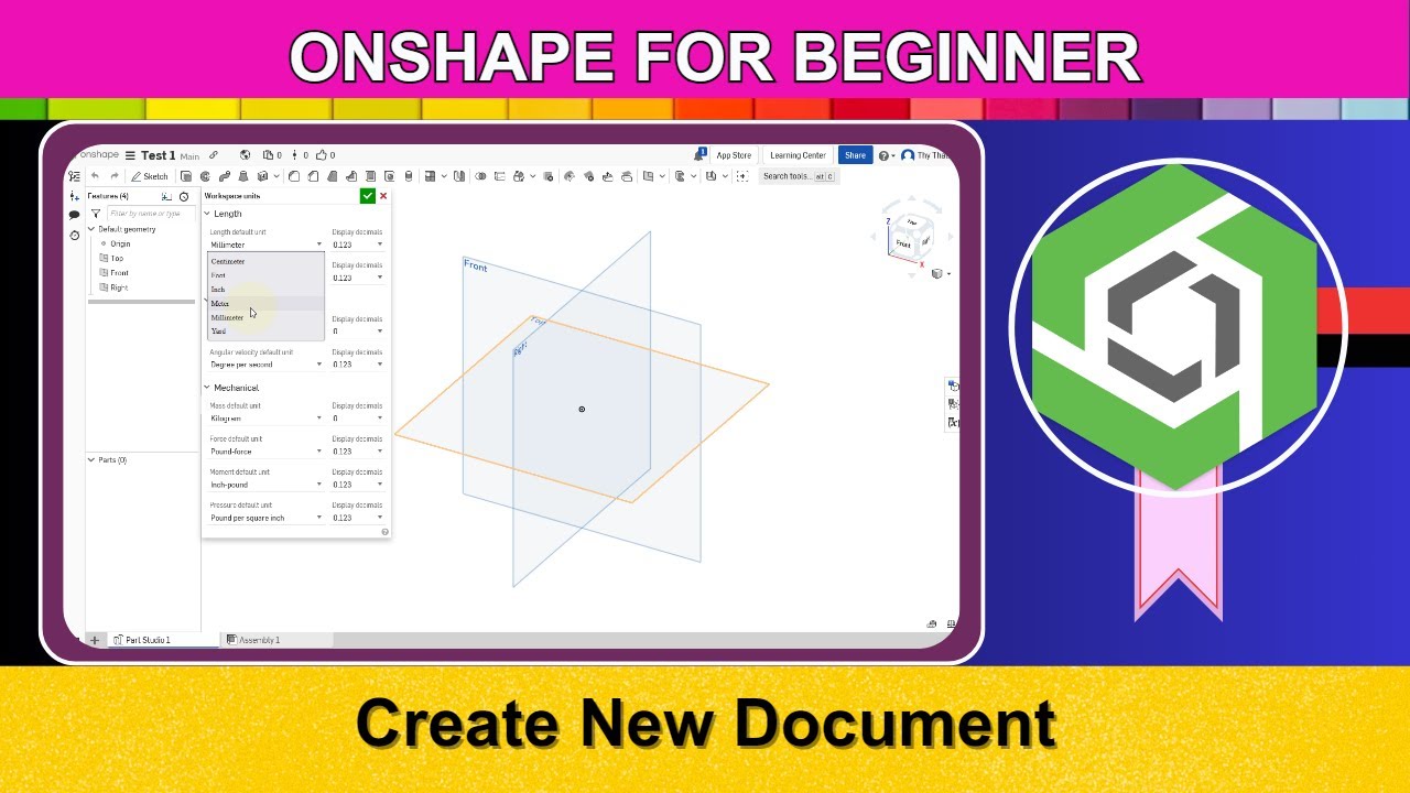 Lesson 2 How to define the measurement unit type in Onshape - YouTube