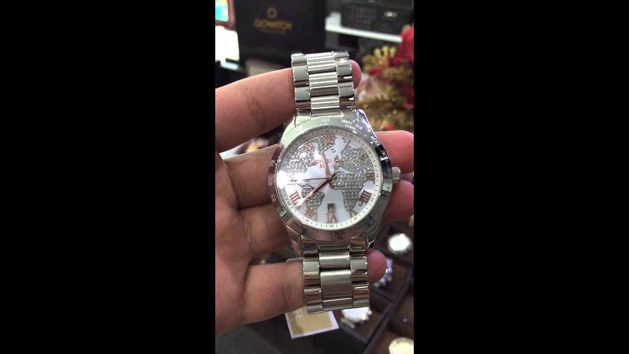MICHAEL KORS Layton Silver Crystal Pave Dial Stainless Streel Ladies ...