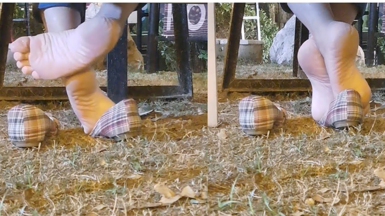 Candid Flats Shoeplay Under Chair In Restaurant Full Video Available