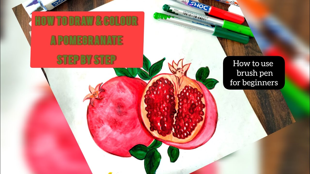 how to draw &colour pomegranate #art #colouring #drawing # ...