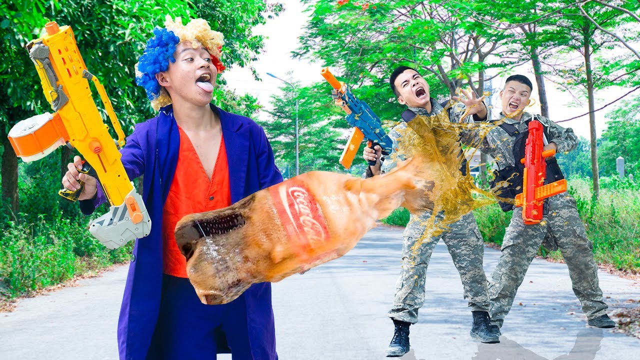 NTK Nerf Movies: Three Idiots Funny Nerf Guns SODA NERF PRANKS WAR ...