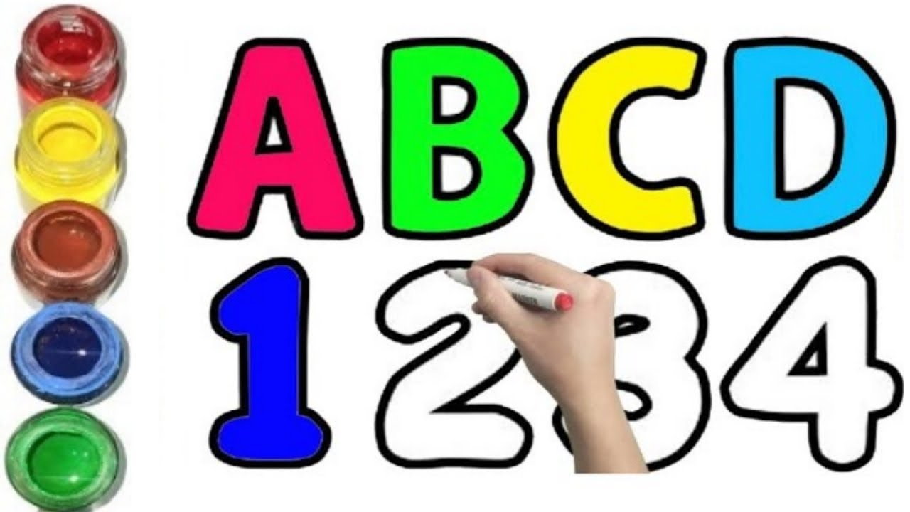 1234 numbers, 123, 1234, count to 100, numbers, abc, abcd, A for apple ...