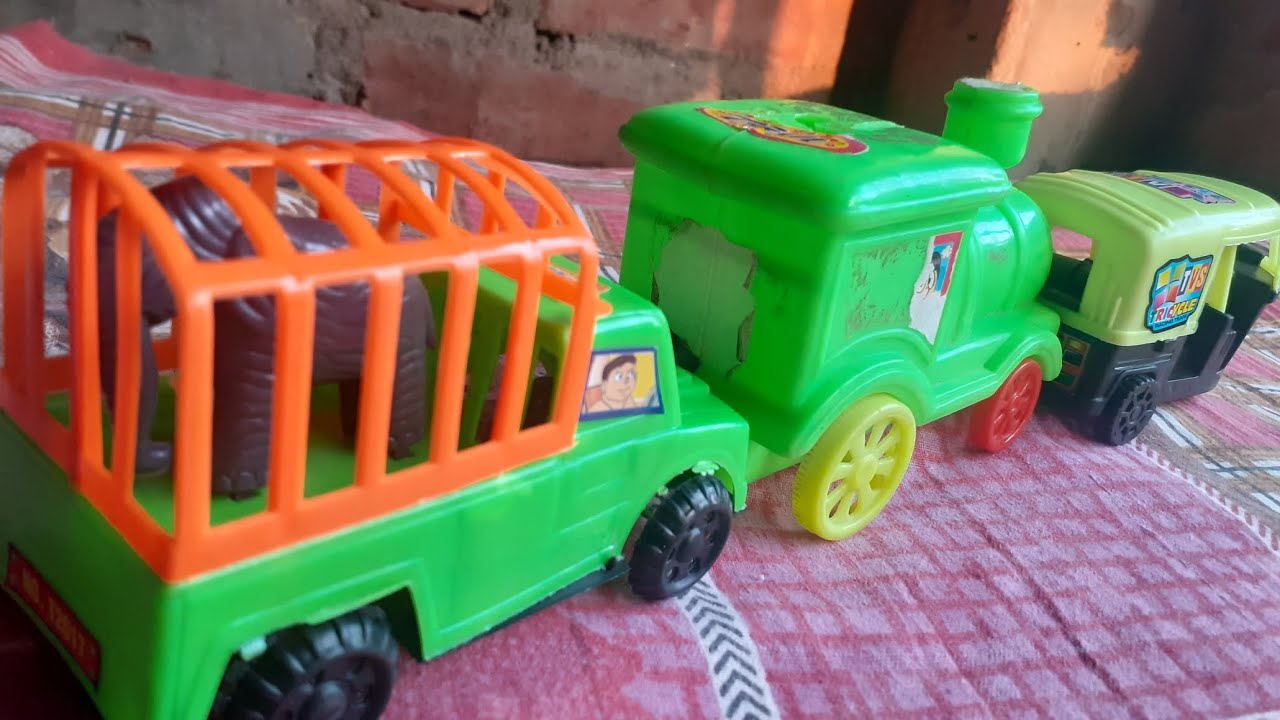 toy train auto rickshaw animals car vehicle toys kids car review - YouTube
