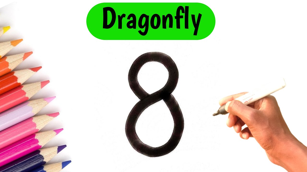 How To Draw Dragonfly || Turn 8 Into Dragon fly || By Vtube art 99 ...