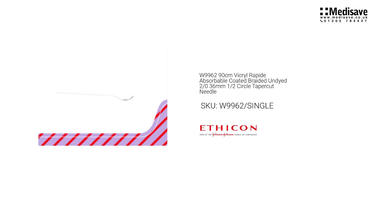 W9962 90cm Vicryl Rapide Absorbable Coated Braided Undyed 2 0 36mm 1 2 ...