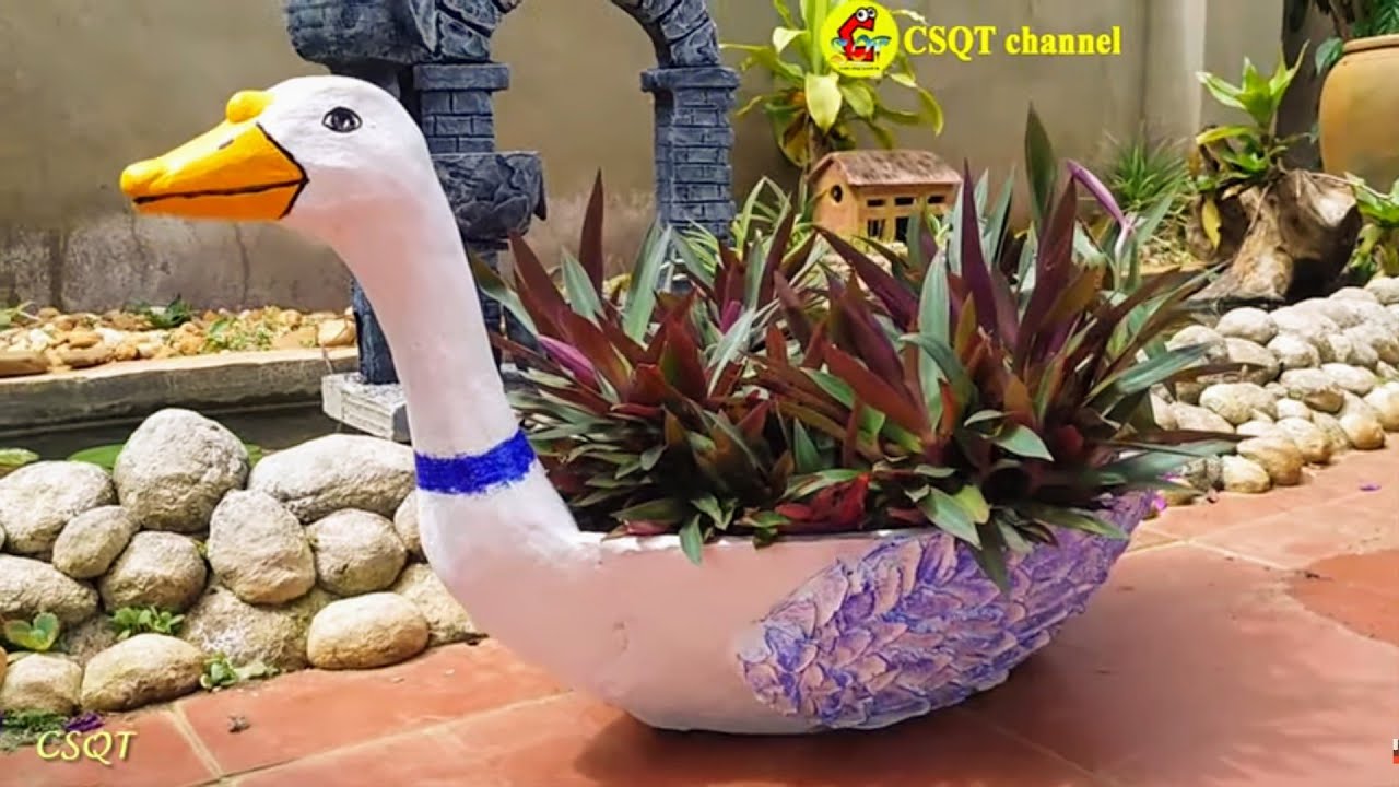 DIY duck flower pots | Great idea to decorate your home - YouTube