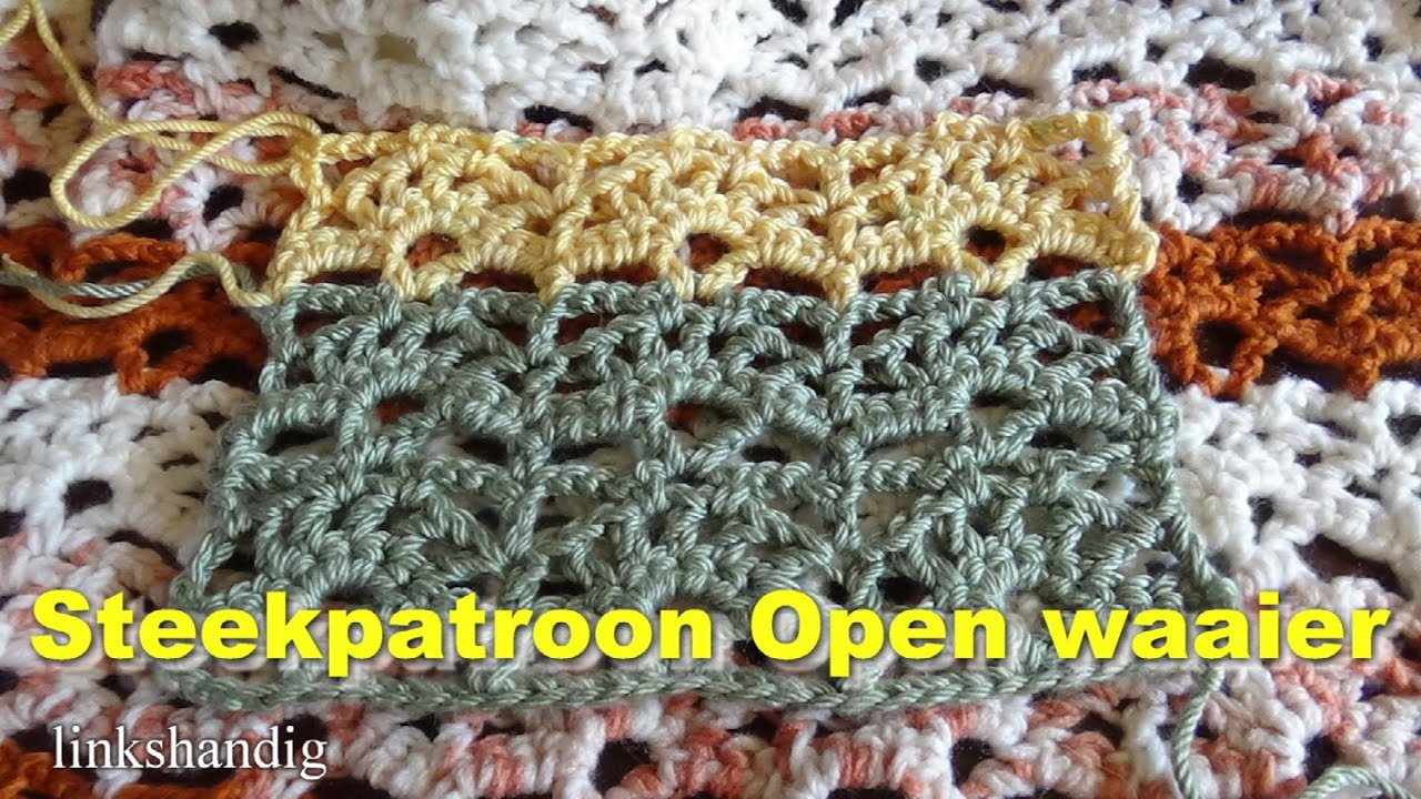 Haken - tutorial #588: Steekpatroon open waaier, linkshandig - YouTube