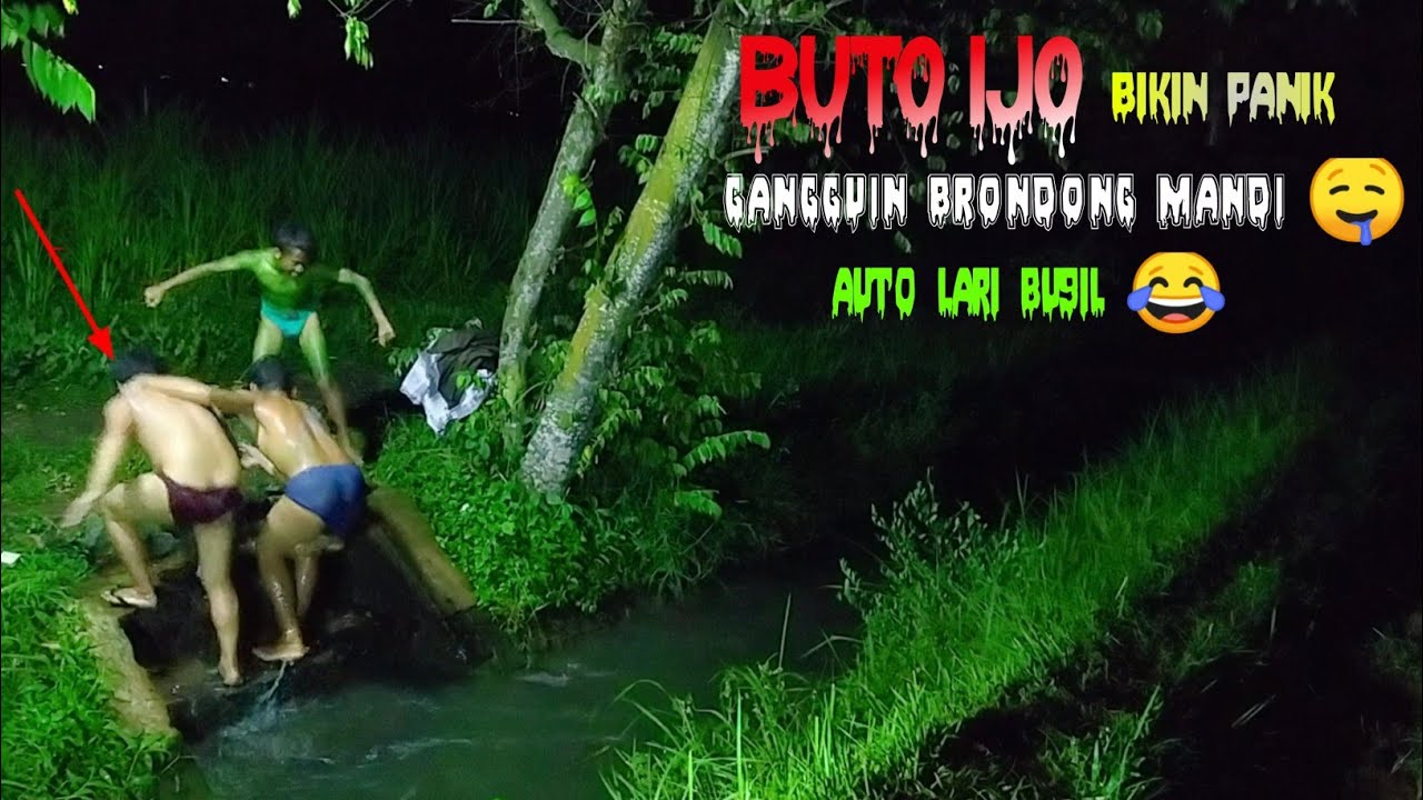 Prank BUTO IJO bikin panik || suka gangguin brondong mandi🤤|| auto lari bu9il paling lucu ...