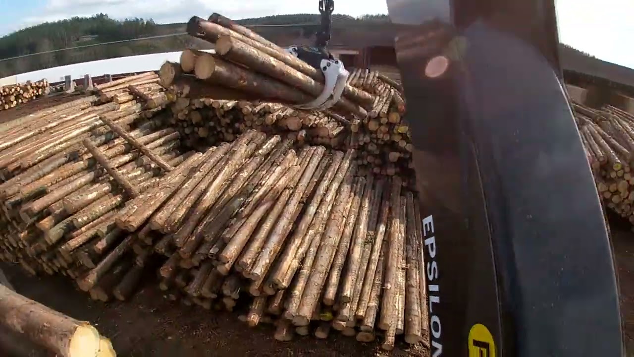 Unloading a load of timber on a Timbertruck #19 - YouTube