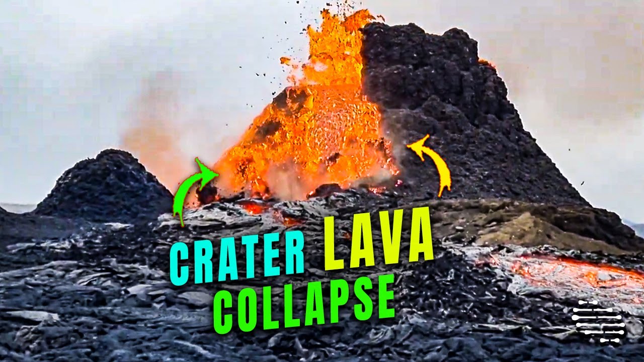 Volcanic Crater Shooting Out Lava Then Collapsing - YouTube