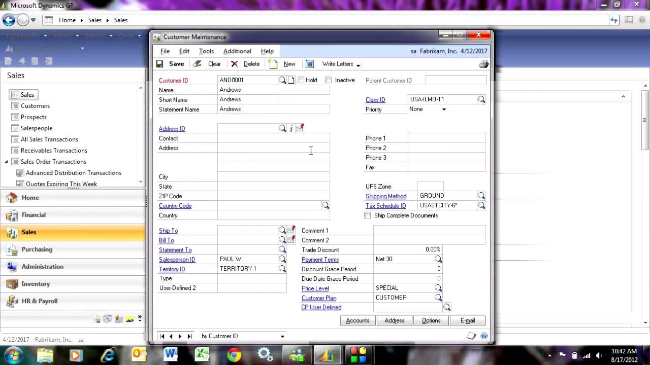 Adding Customers in Dynamics GP - YouTube
