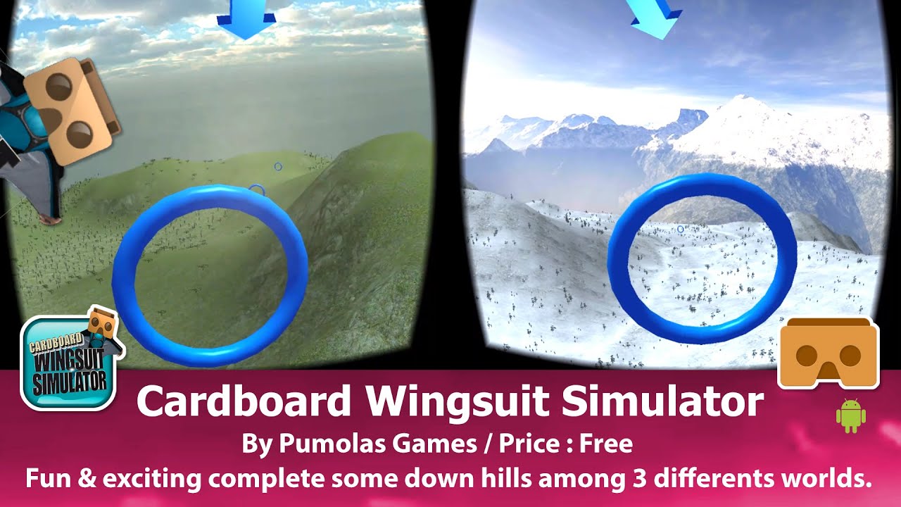 Cardboard Wingsuit Simulator - Let's Fly down hills with wingsuit in VR ...