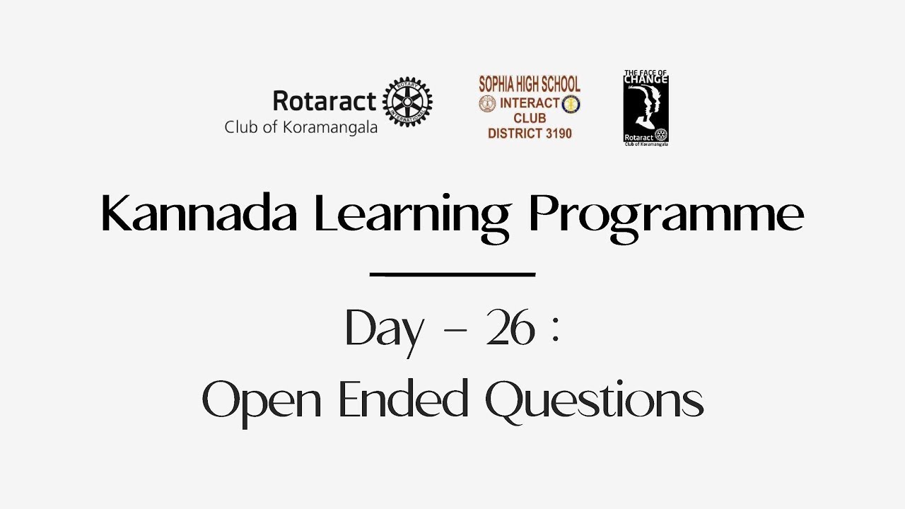 Kannada Learning Programme - Day 26 : Open Ended Questions - YouTube