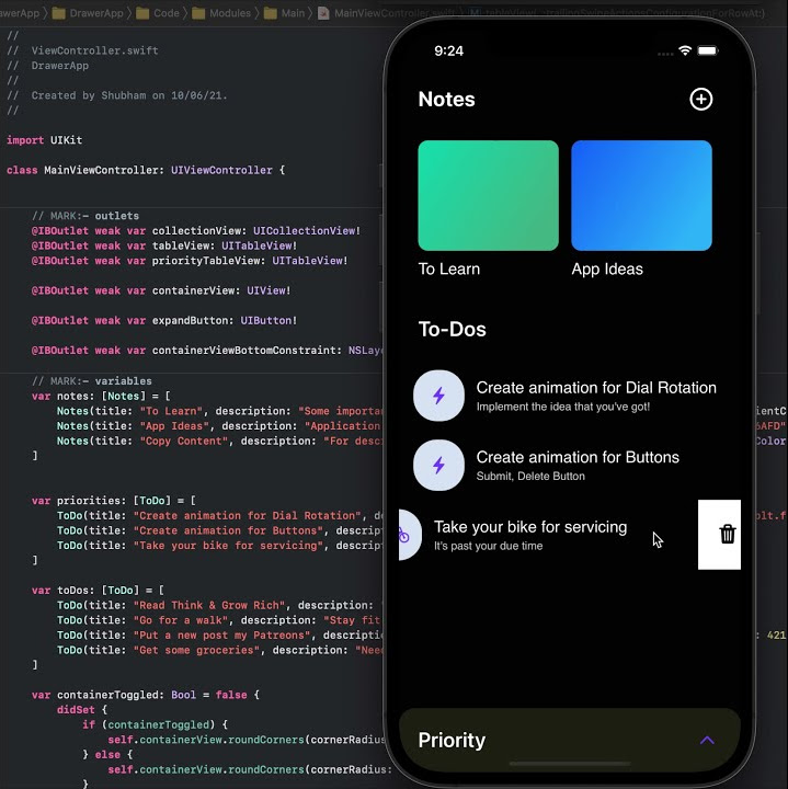 Animation Notes And To Do Application Created Using Uikit Framework Youtube