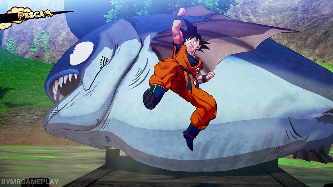 Goku pescando un PEZ GIGANTE en Dragon Ball Z Kakarot - YouTube