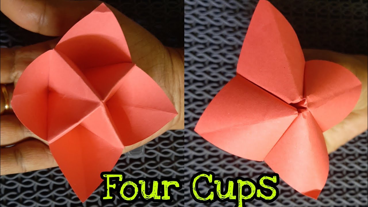 Making four Cups with Origami Paper|Origami Paper crafts - YouTube