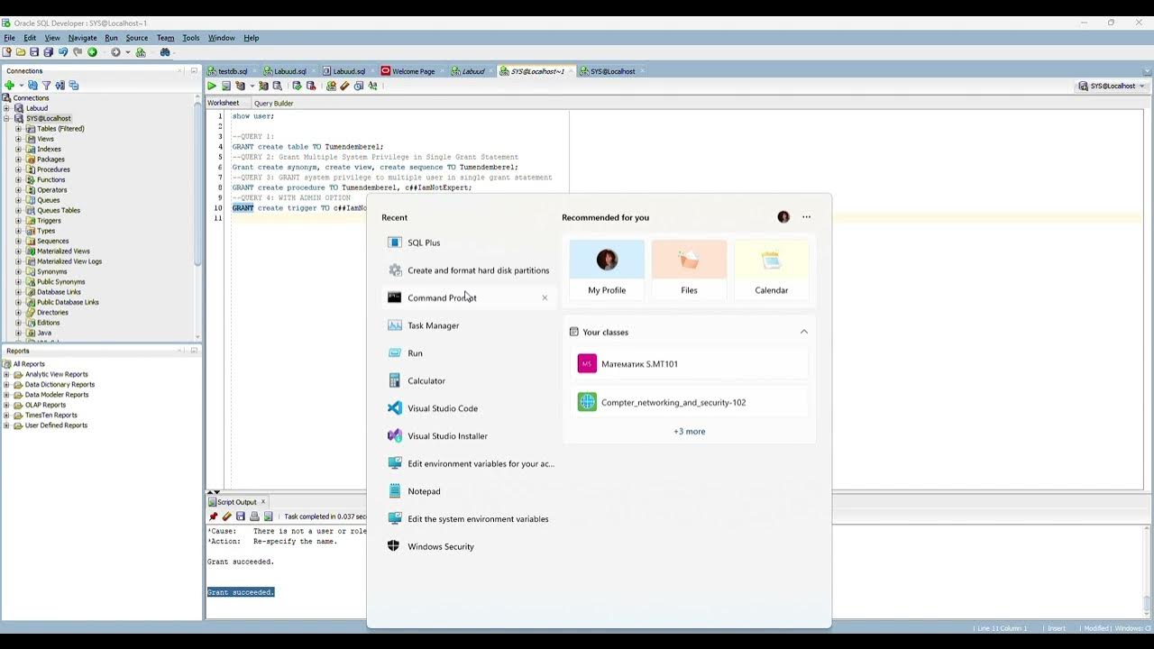 Oracle 46 What are System Privileges & How To Grant them using Data Control Language - YouTube