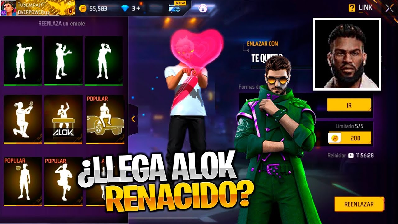 RENACIMIENTO DE ALOK? (SISTEMA DE EMOTES GRATIS) NUEVO PERSONAJE LEBRON ...