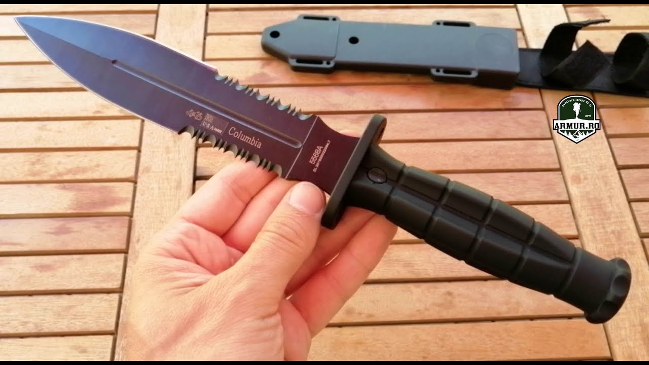 Columbia Push Dagger Duble Blade Knife Cutit cu dublu tais 5568A - YouTube