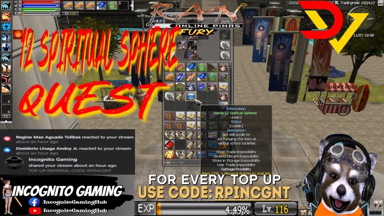 12 SPIRITUAL QUEST | LEVEL 117 SKILL | RAN PINAS FURY | INCOGNITO ...