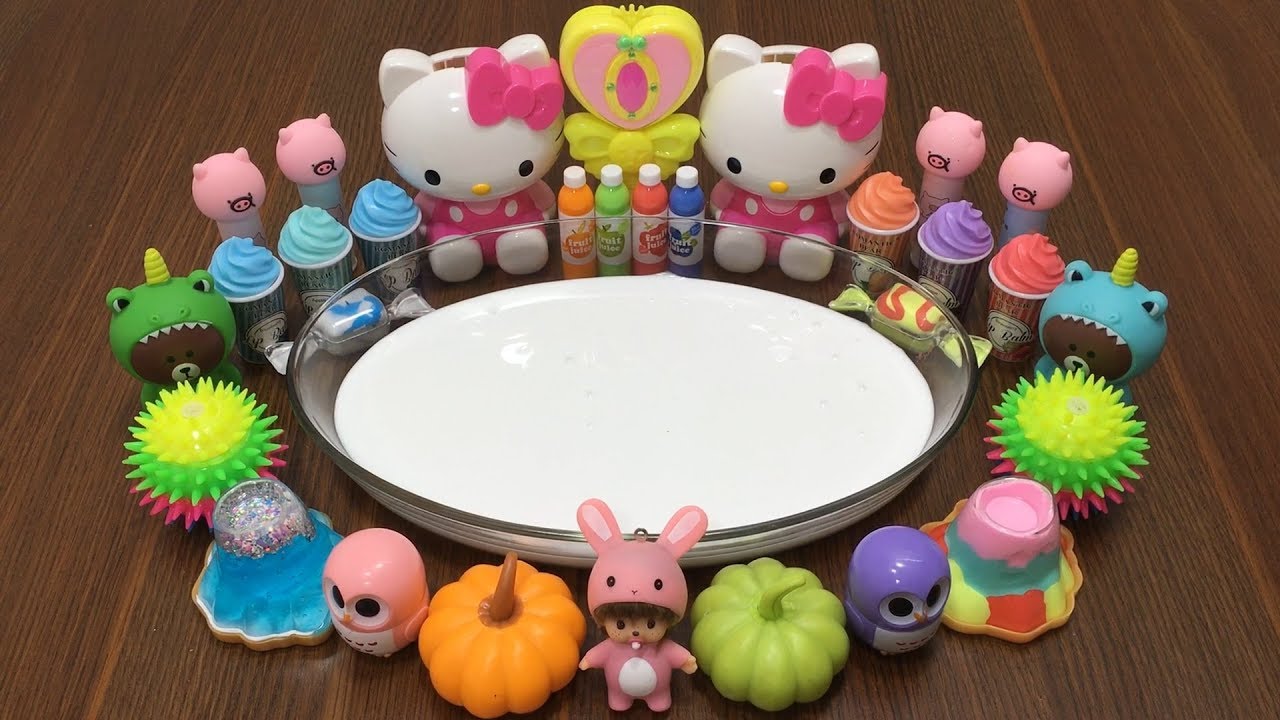 Special Series Hello Kitty Slime | Mixing Lip Balm and Glitter into ...