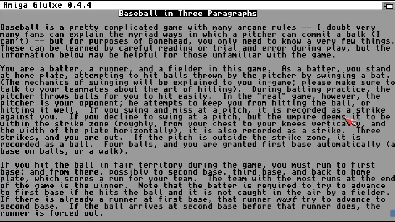 AMIGA BONEHEAD BONE HEAD ITS GLULX TEXT ADVENTURE GLULXE INTERPRETER By ...