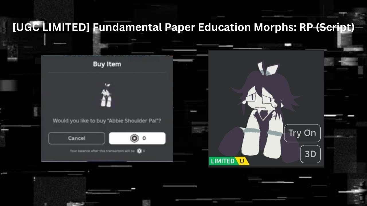 [UGC LIMITED] Fundamental Paper Education Morphs RP (Script) || Roblox ...