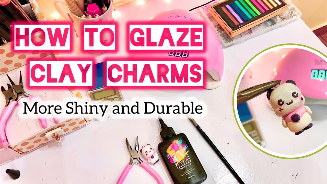 How to Glaze Clay Charms with UV Resin | Easy DIY Air Dry Clay Glazing ...